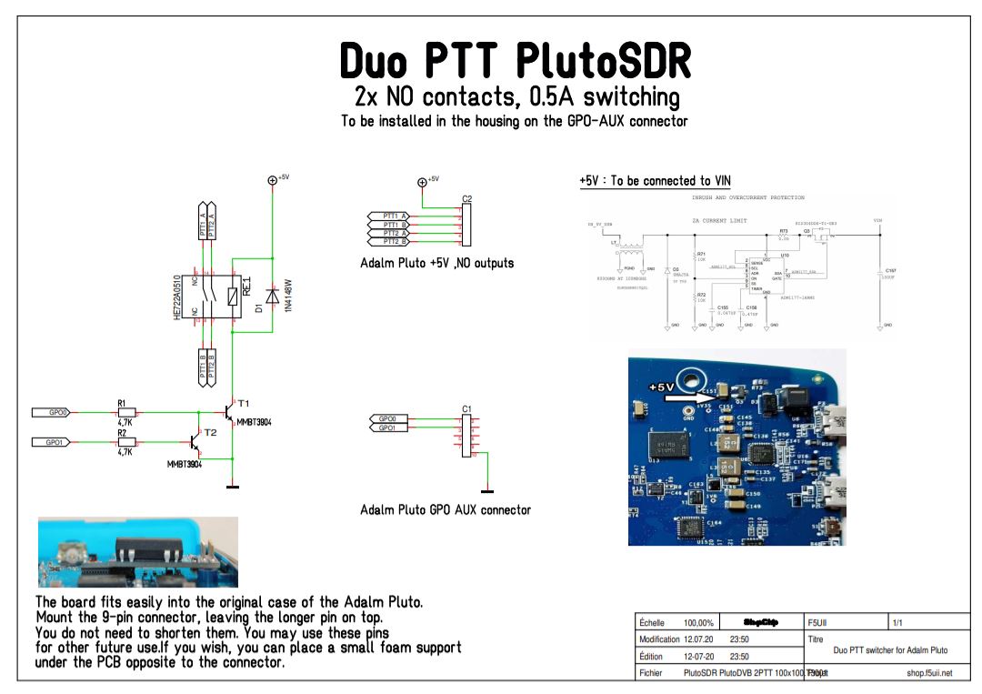 Dual PTT switching board for Adalm Pluto SDR – F5UII – French Hamradio ...